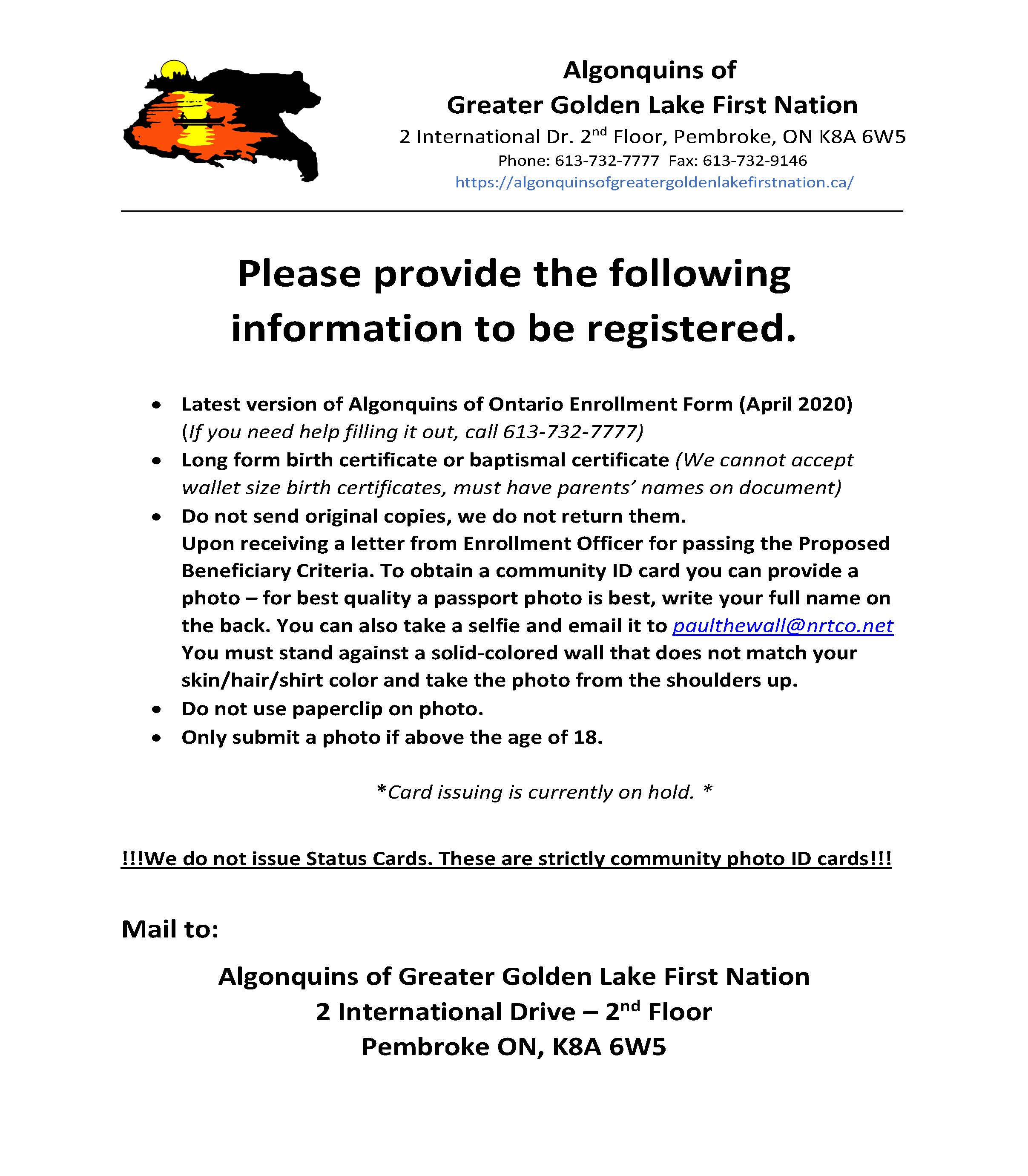 Algonquins of Greater Golden Lake First Nation – Non-Status First ...